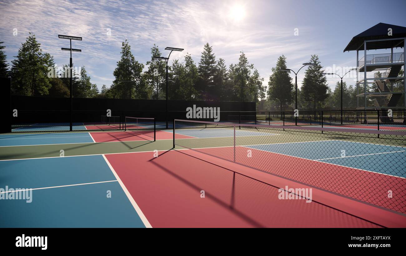 Visualization of unoccupied pickleball courts with a combination of red ...