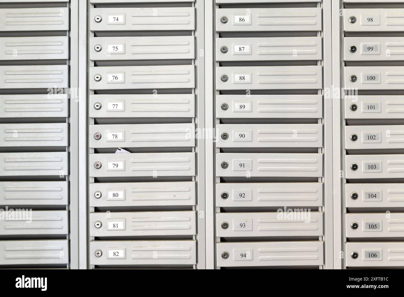 mailboxes in the interior of entrance group of residential high-rise ...