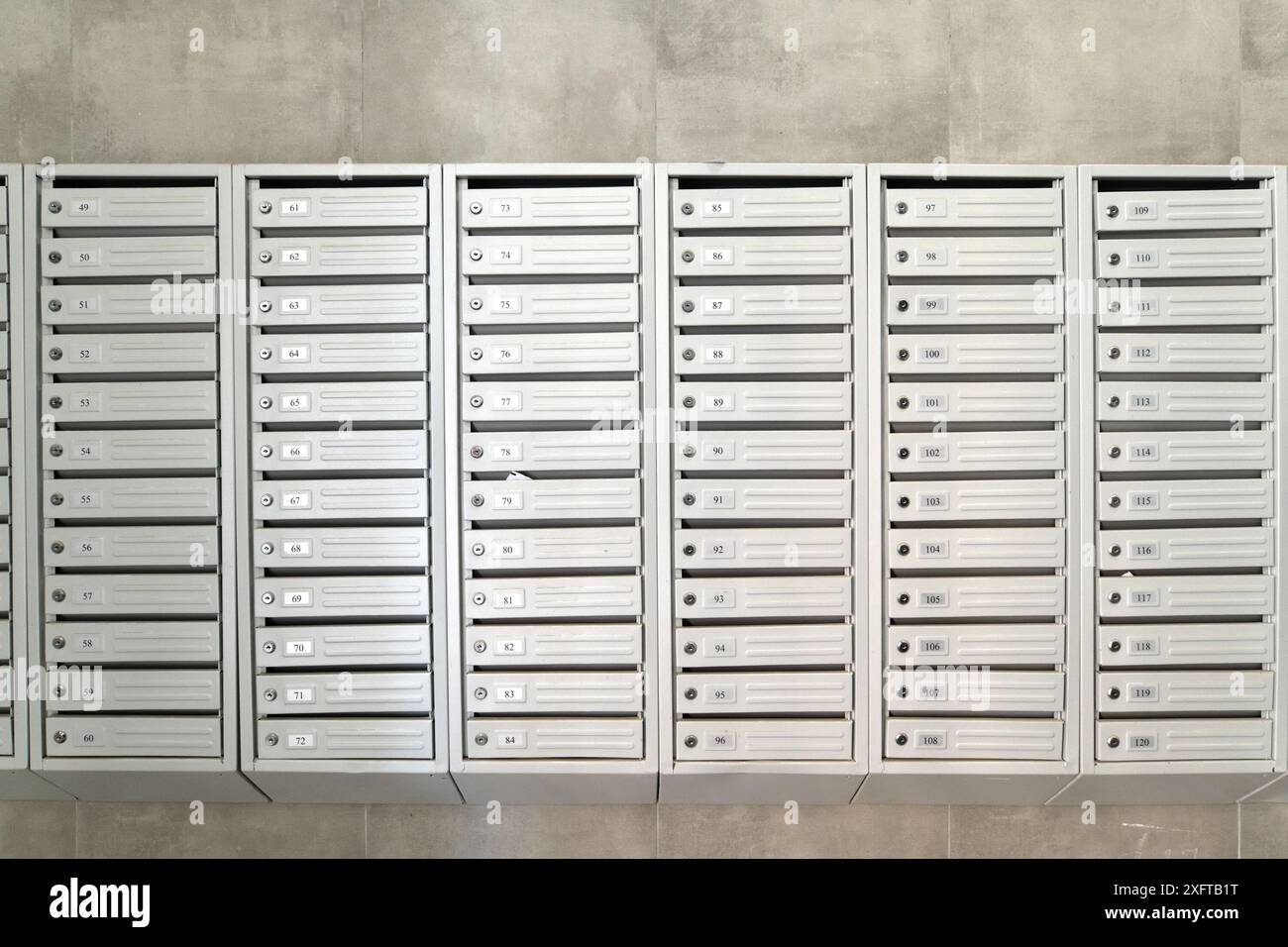 mailboxes in the interior of entrance group of residential high-rise ...