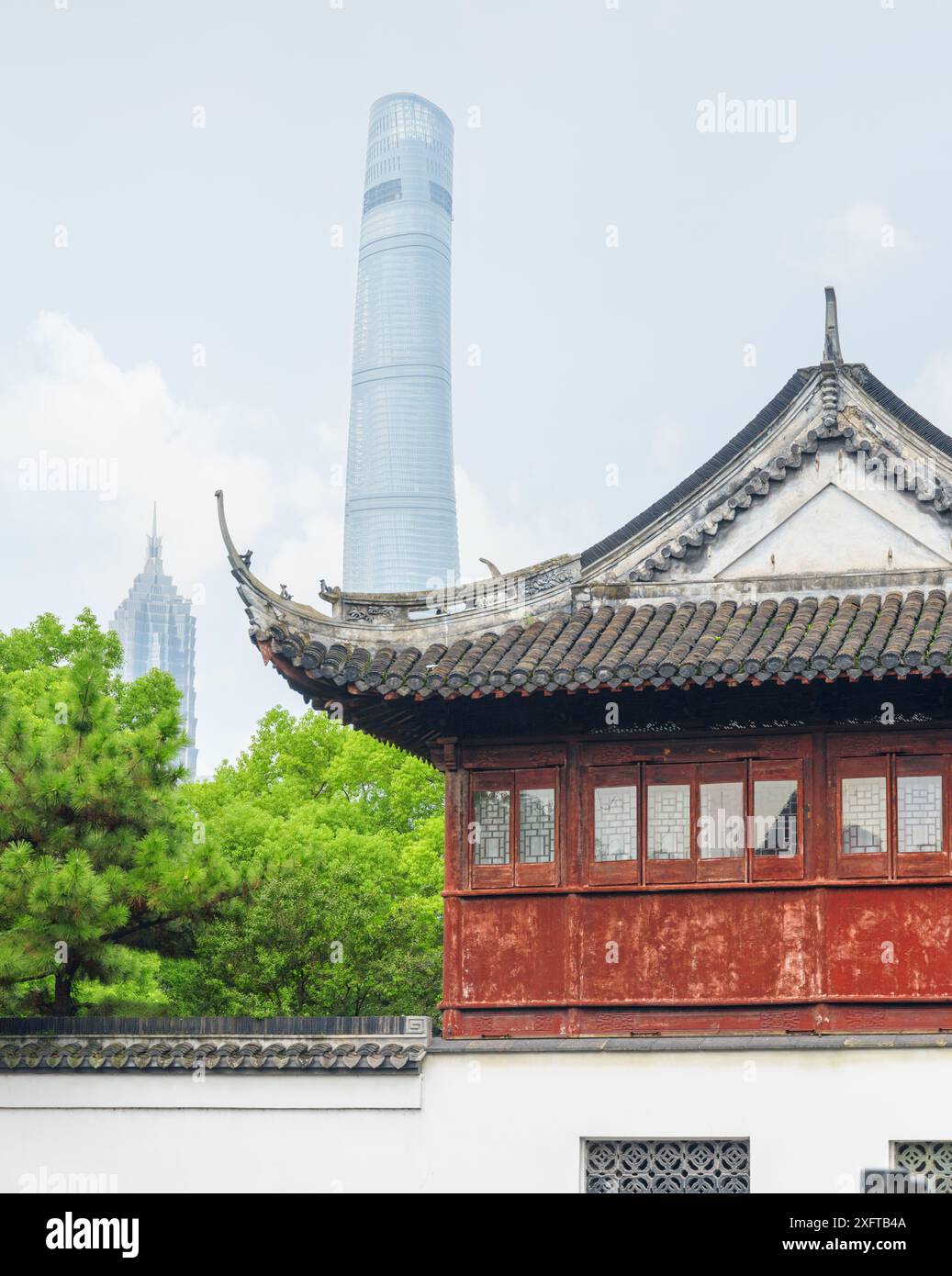 Amazing view of skyscrapers in downtown of Shanghai and traditional ...