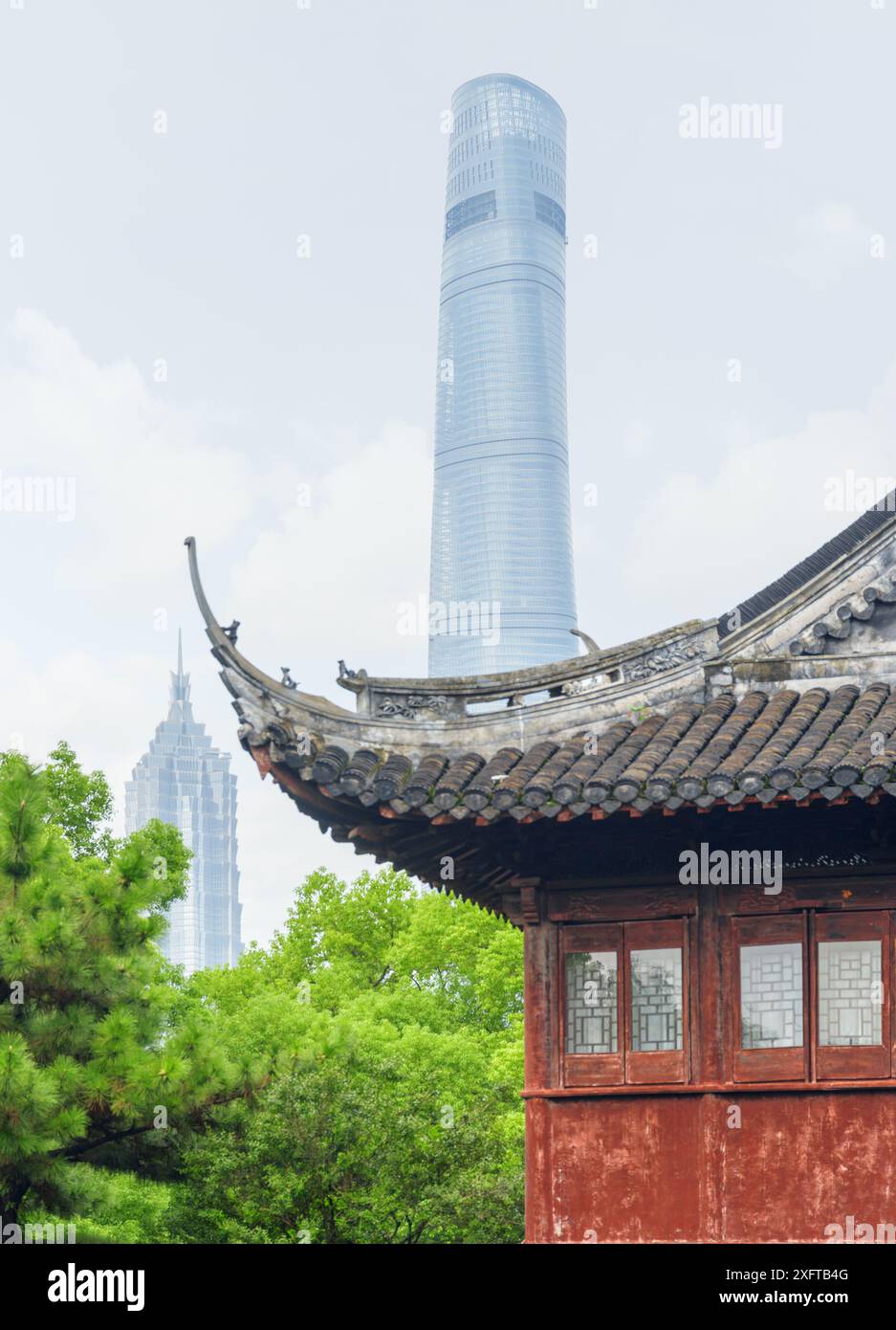 Amazing view of skyscrapers in downtown of Shanghai and traditional ...