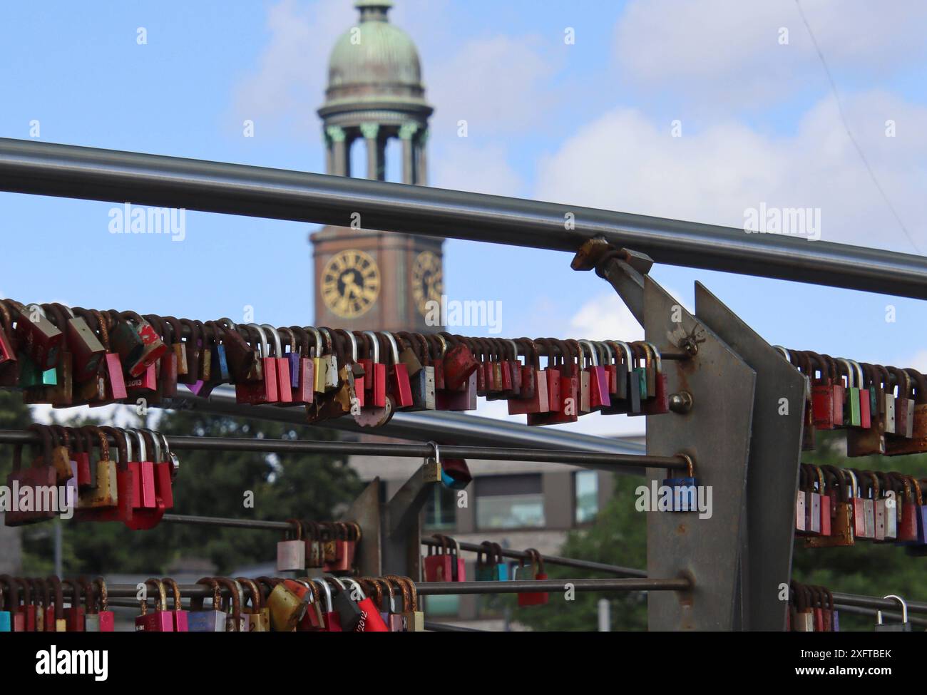 Love locks hanging on a railing hi-res stock photography and images - Alamy