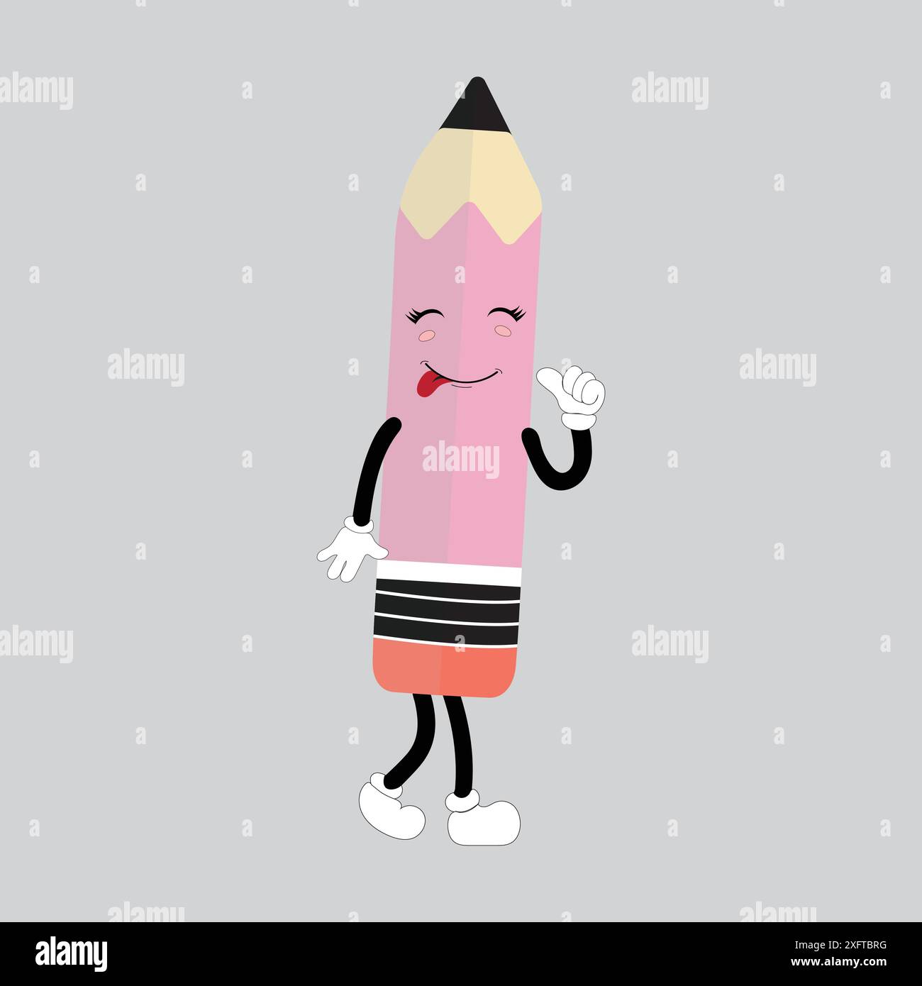 Hand drawn cute illustration school pencil character with smiling face ...