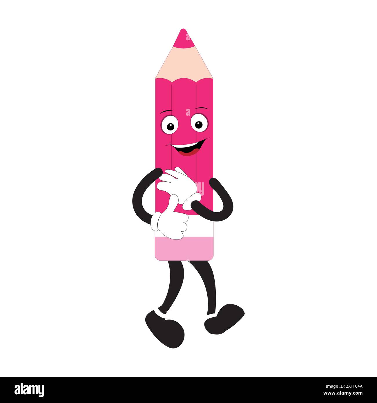 Hand drawn cute illustration school pencil character with smiling face ...