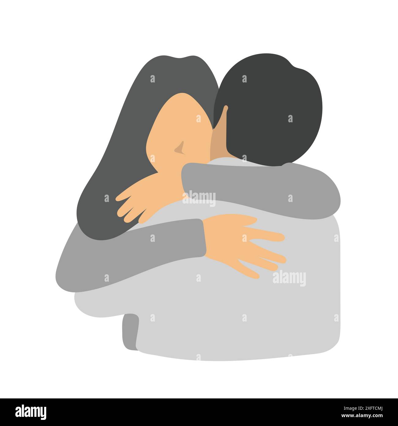 happy lover couple hugging each other illustration vector hand drawn isolated on white ...