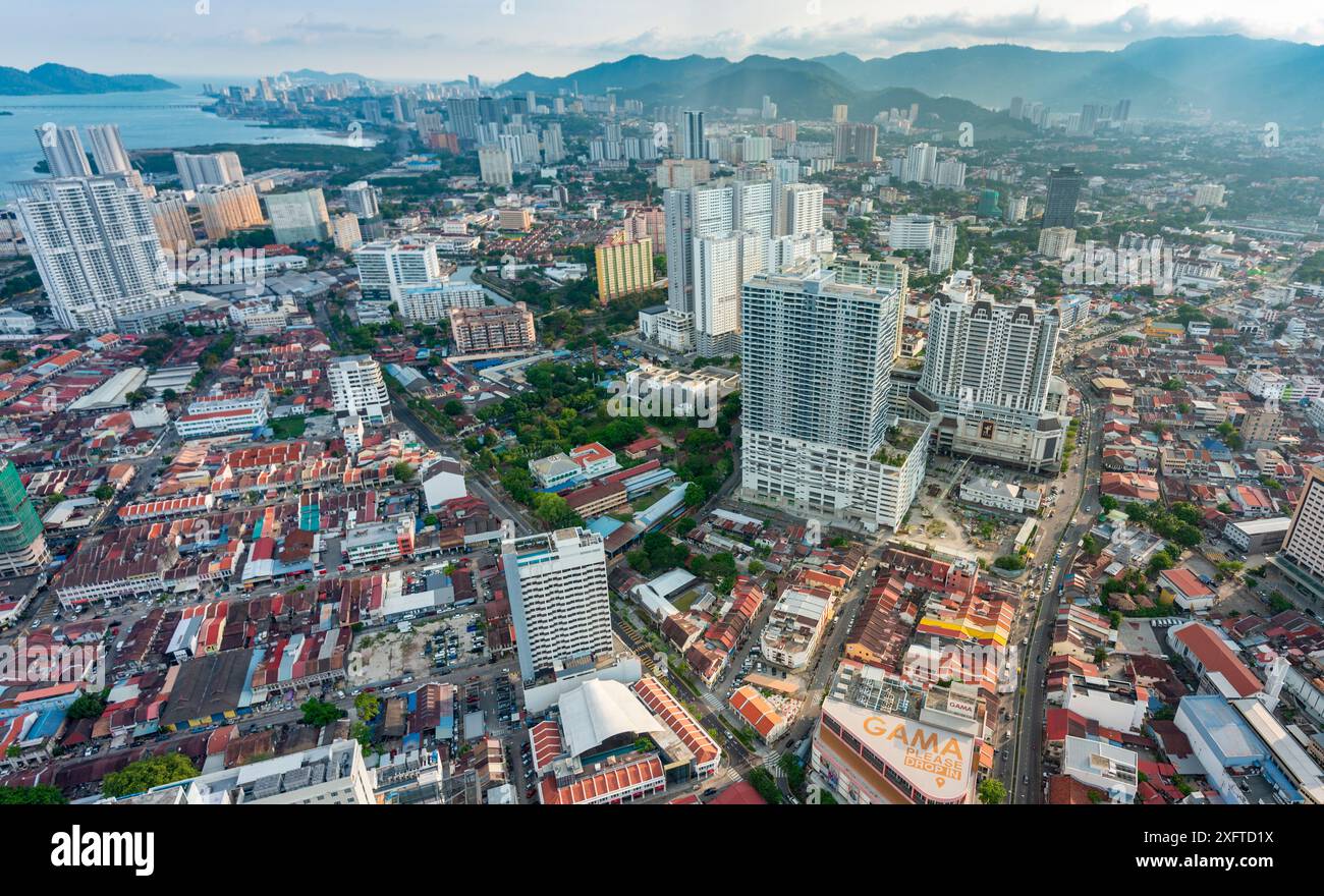 Penang Island,Malaysia-April 26 2023: Stunning view of downtown area of ...