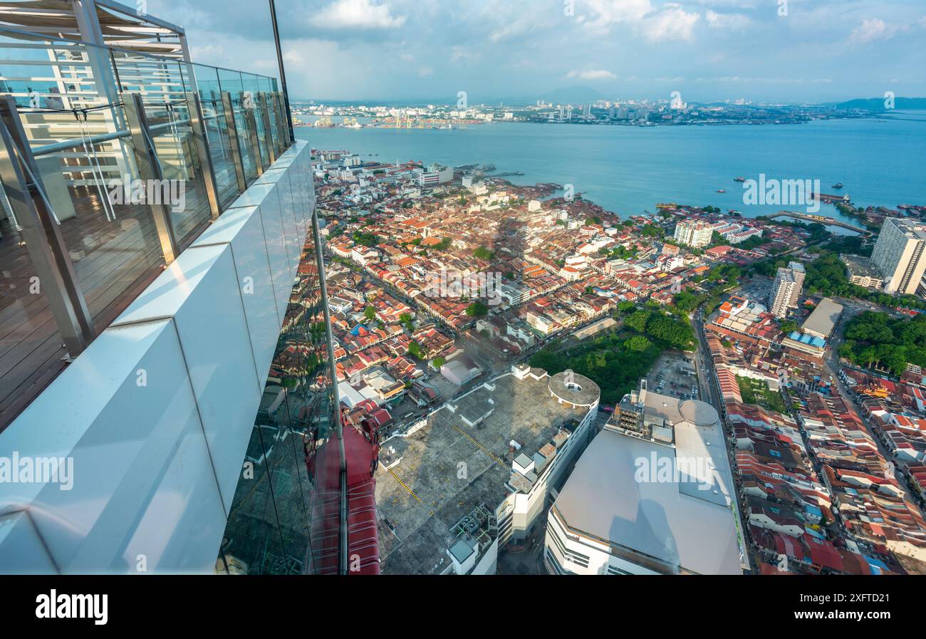 Penang Island,Malaysia-April 26 2023: Stunning view of downtown area of ...