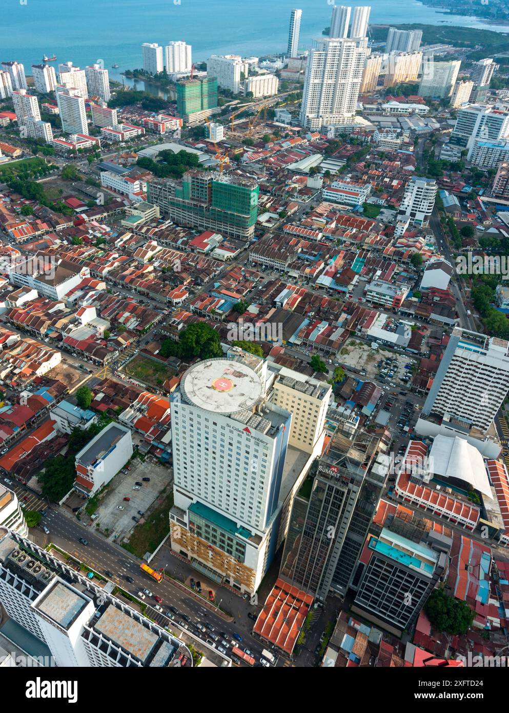 Penang Island,Malaysia-April 26 2023: Stunning view of downtown area of ...