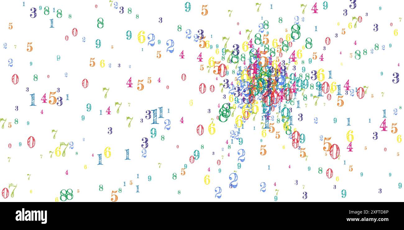 Concept of school background. Colorful childish numbers and digits ...