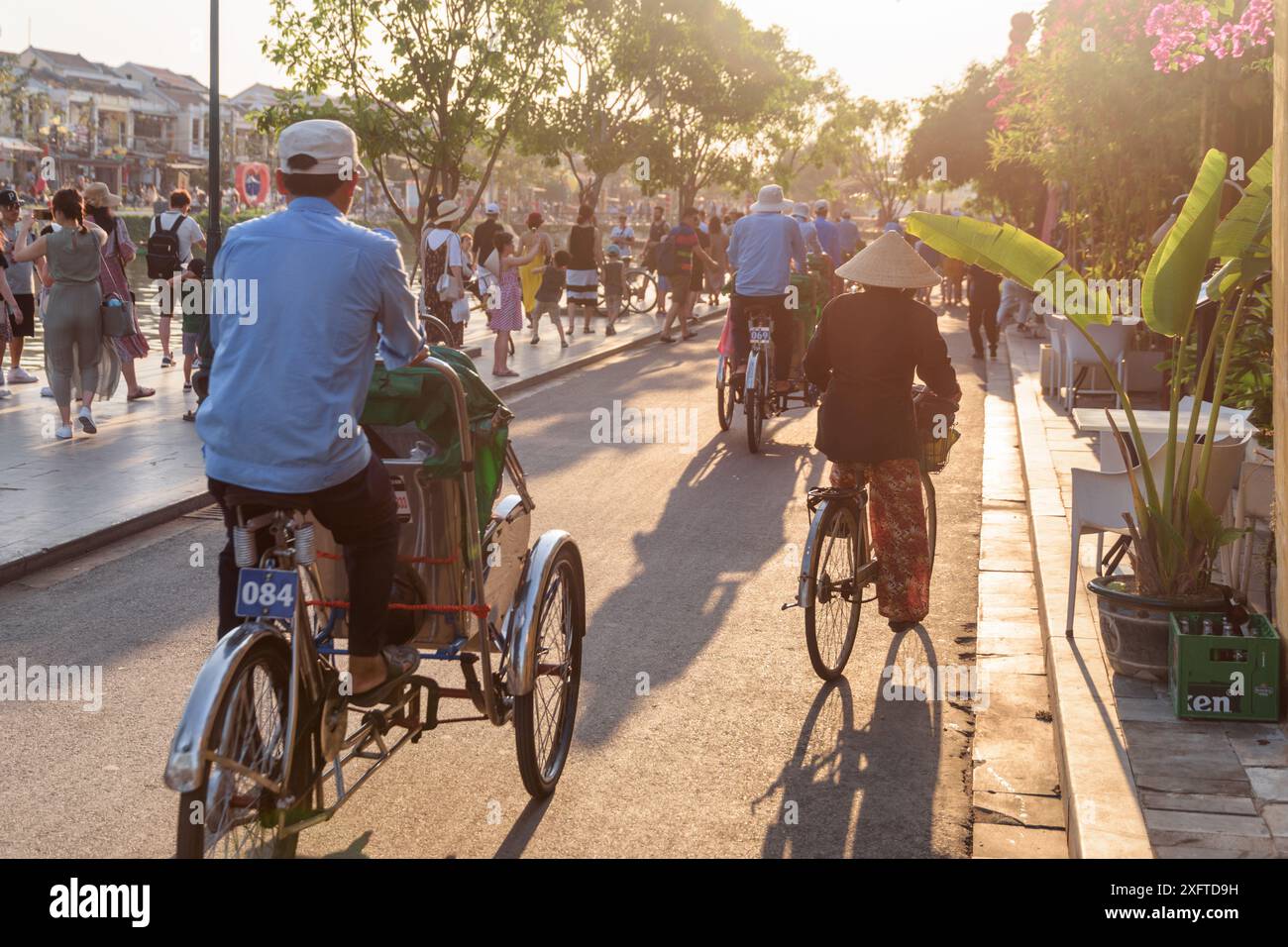 Hoi An (Hoian), Vietnam - April 11, 2018: Cycle rickshaws (trishaws ...