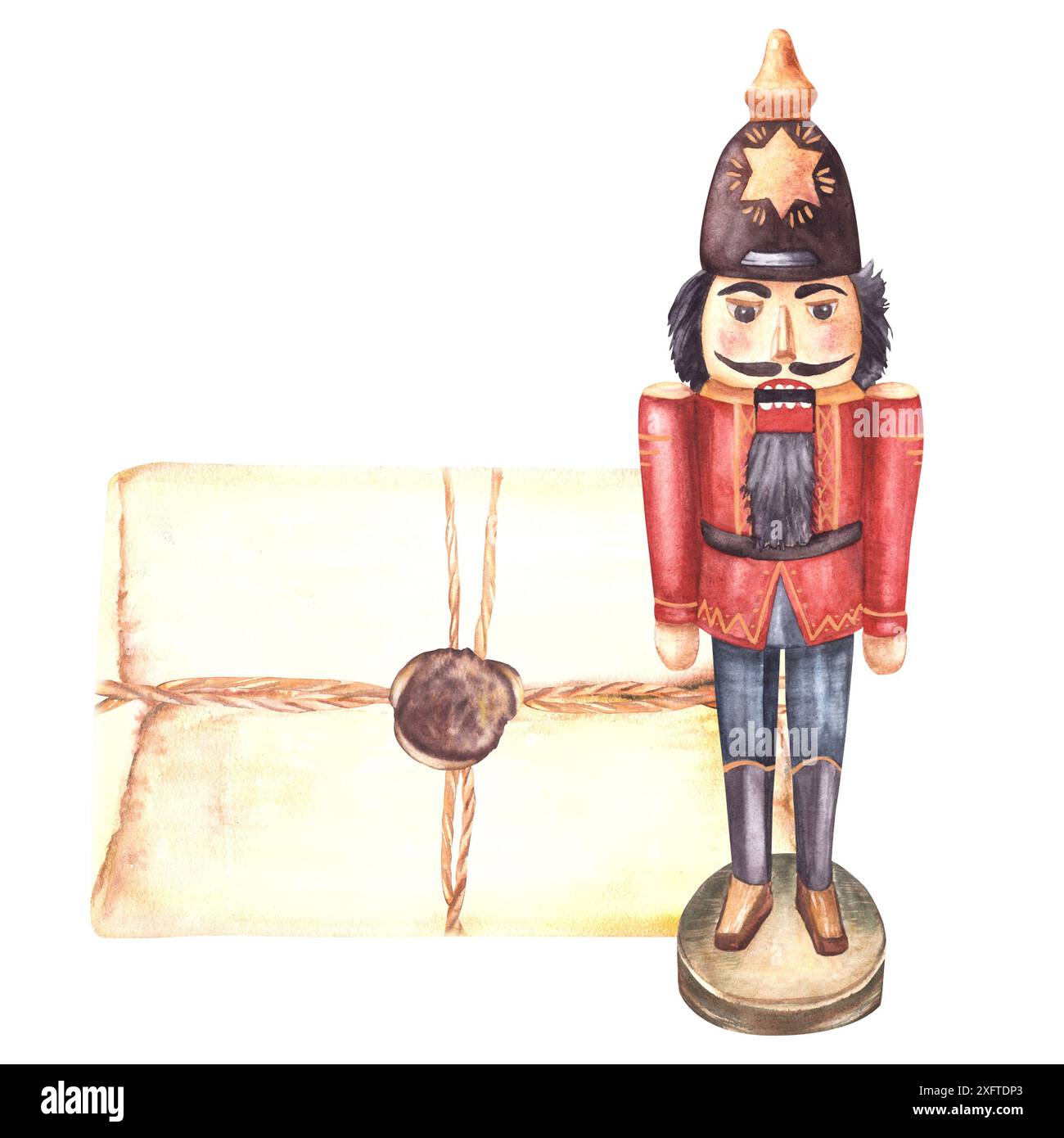 Christmas post. Nutcracker with old letter. Festive vintage Xmas gift ...