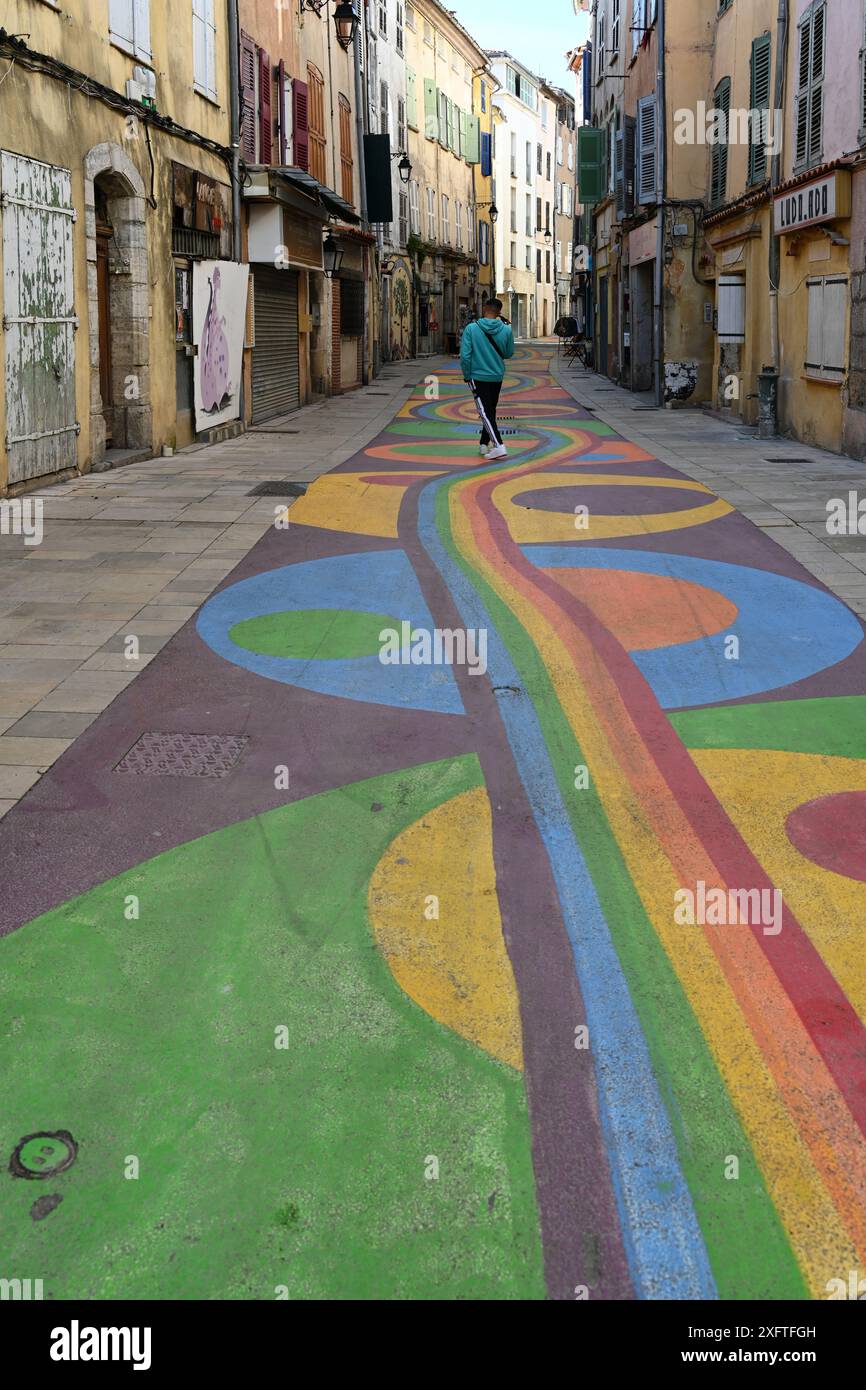 Painted Pavement or Street Art of Pedestrian Zone or Pedestrianised ...