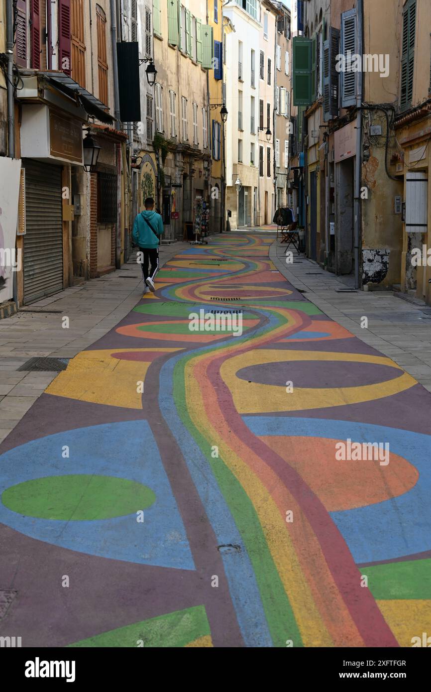 Painted Pavement or Street Art of Pedestrian Zone or Pedestrianised ...