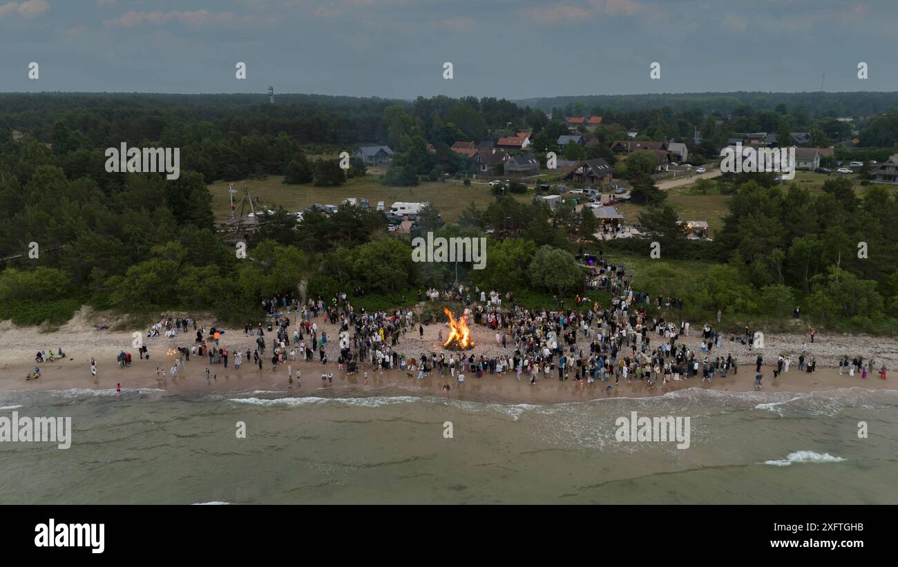 Celebration of the Midsummer Holidays (Ligo) in Pavilosta, Latvia. A ...