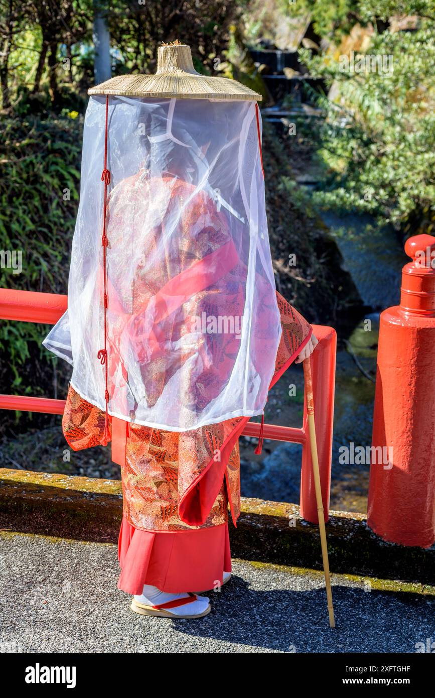 Japanese woman wearing traditional Heian Period costume at the Kumano ...