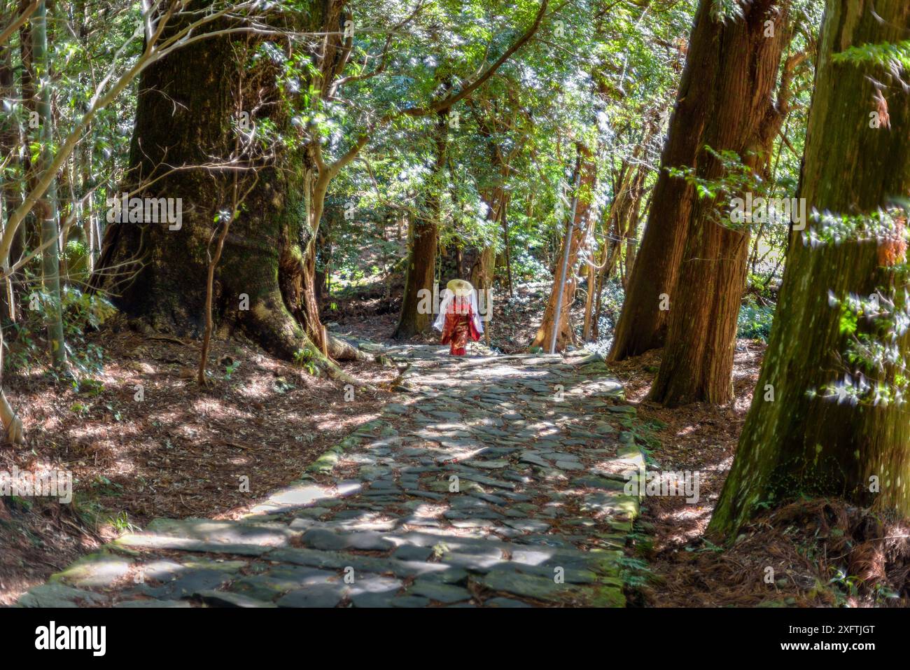 Japanese woman wearing traditional Heian Period costume at the Kumano ...