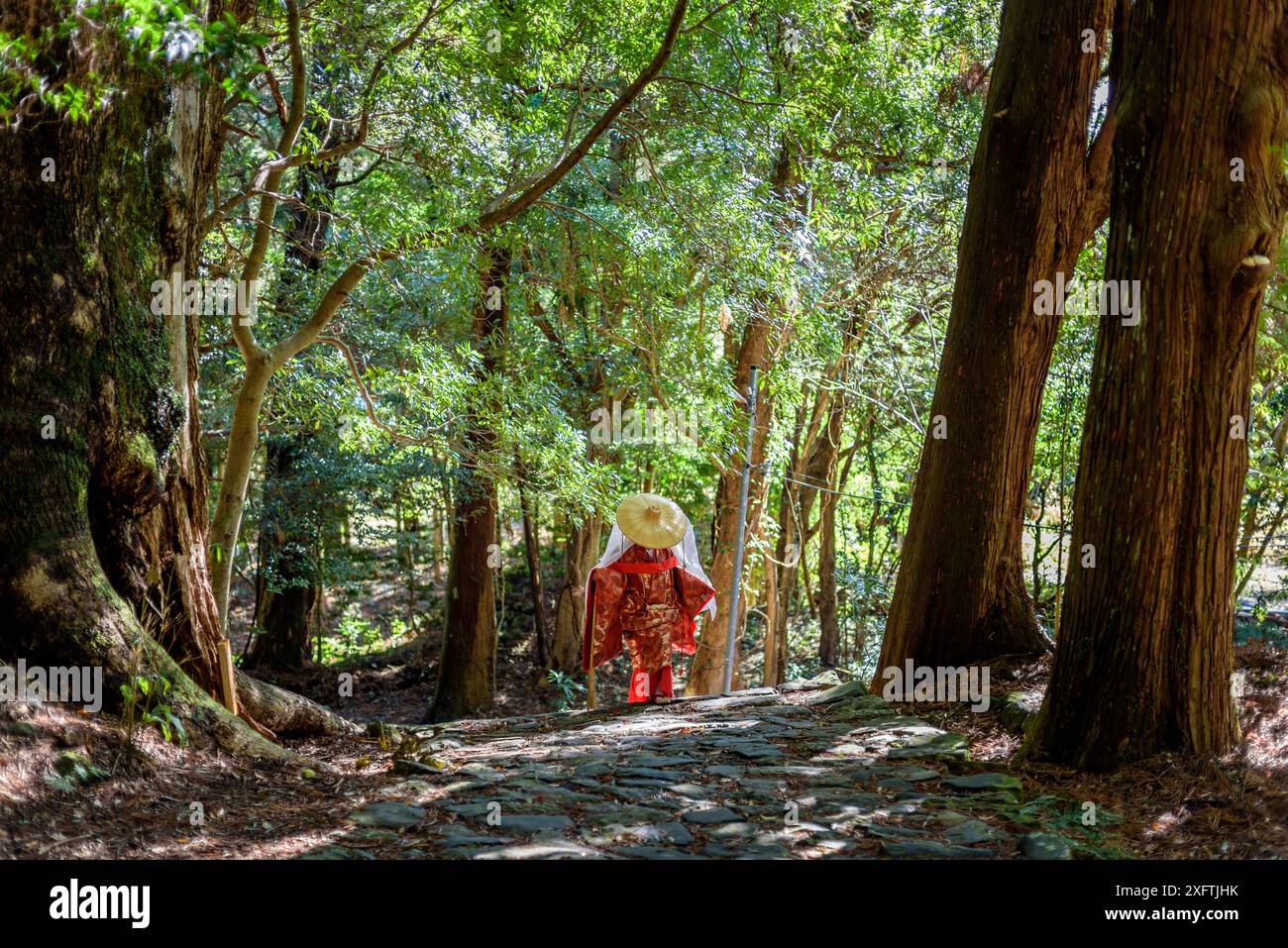 Japanese woman wearing traditional Heian Period costume at the Kumano ...