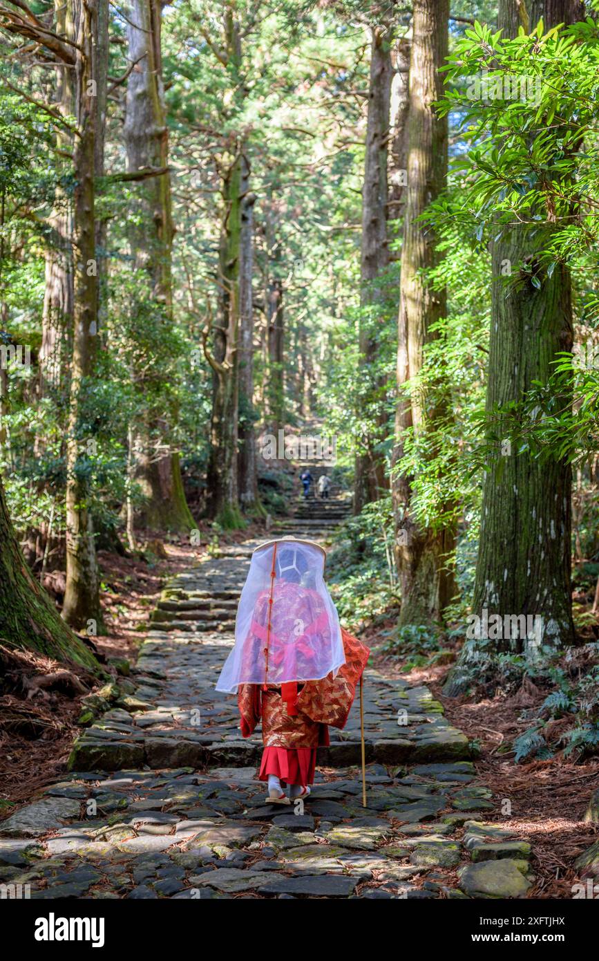 Japanese woman wearing traditional Heian Period costume at the Kumano ...