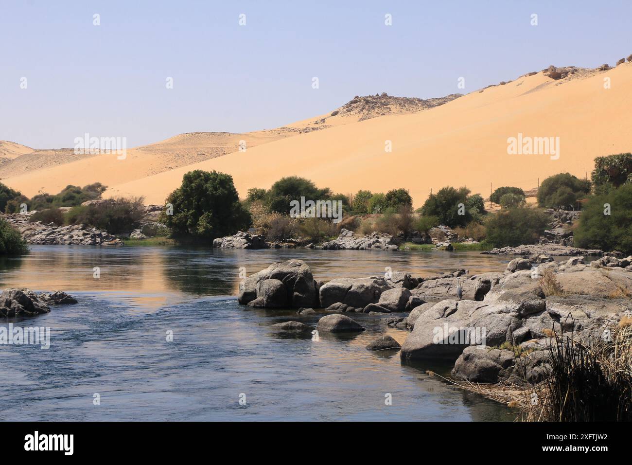 A mix between Nile and the desert in Aswan - Egypt Stock Photo - Alamy