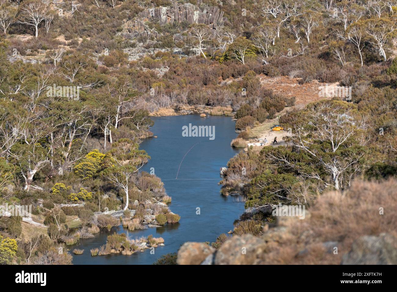 Gill nets placed in the Snowy river to capture, examine, take ...