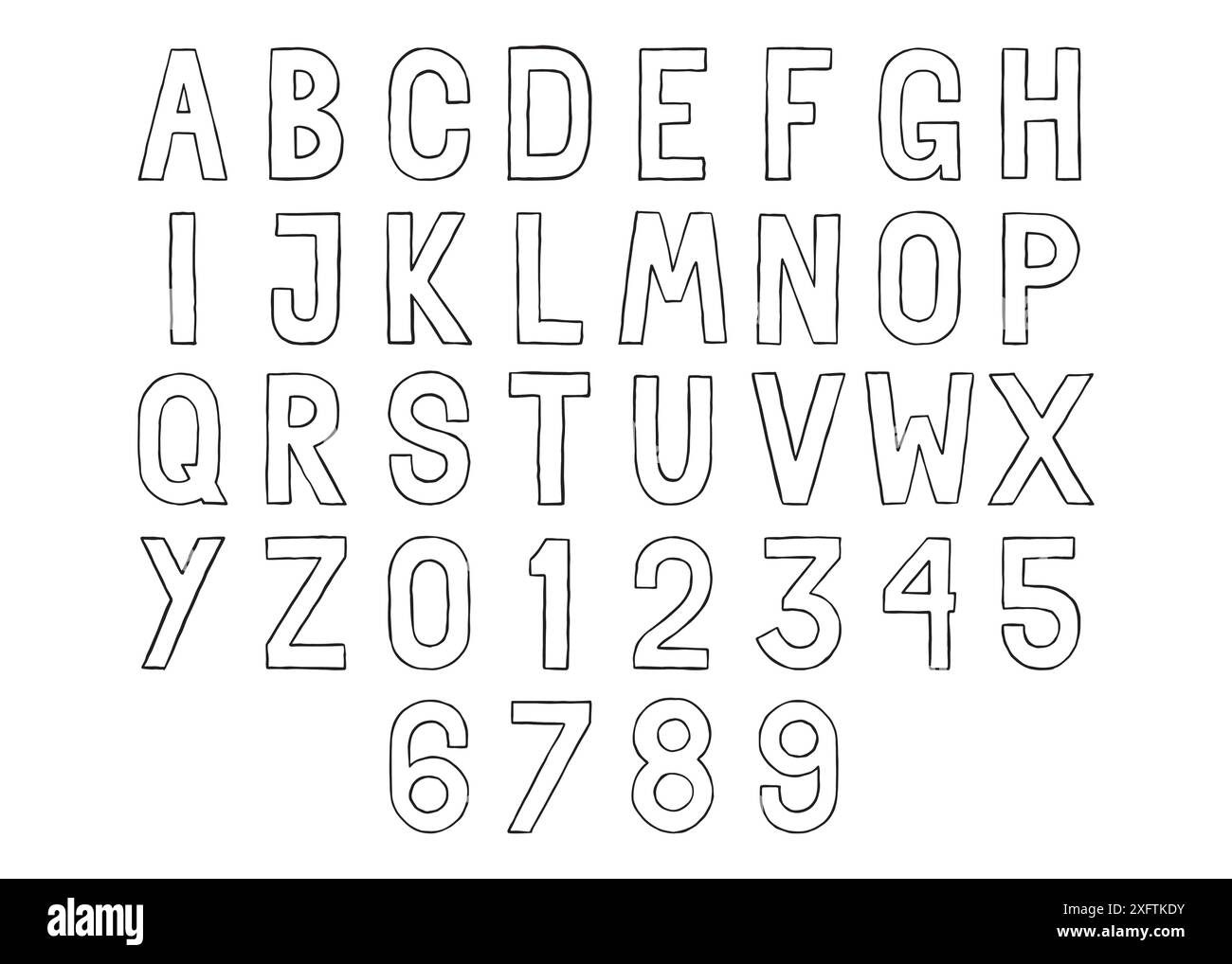 Hand drawn doodle font. Alphabets and numbers collection Stock Vector ...