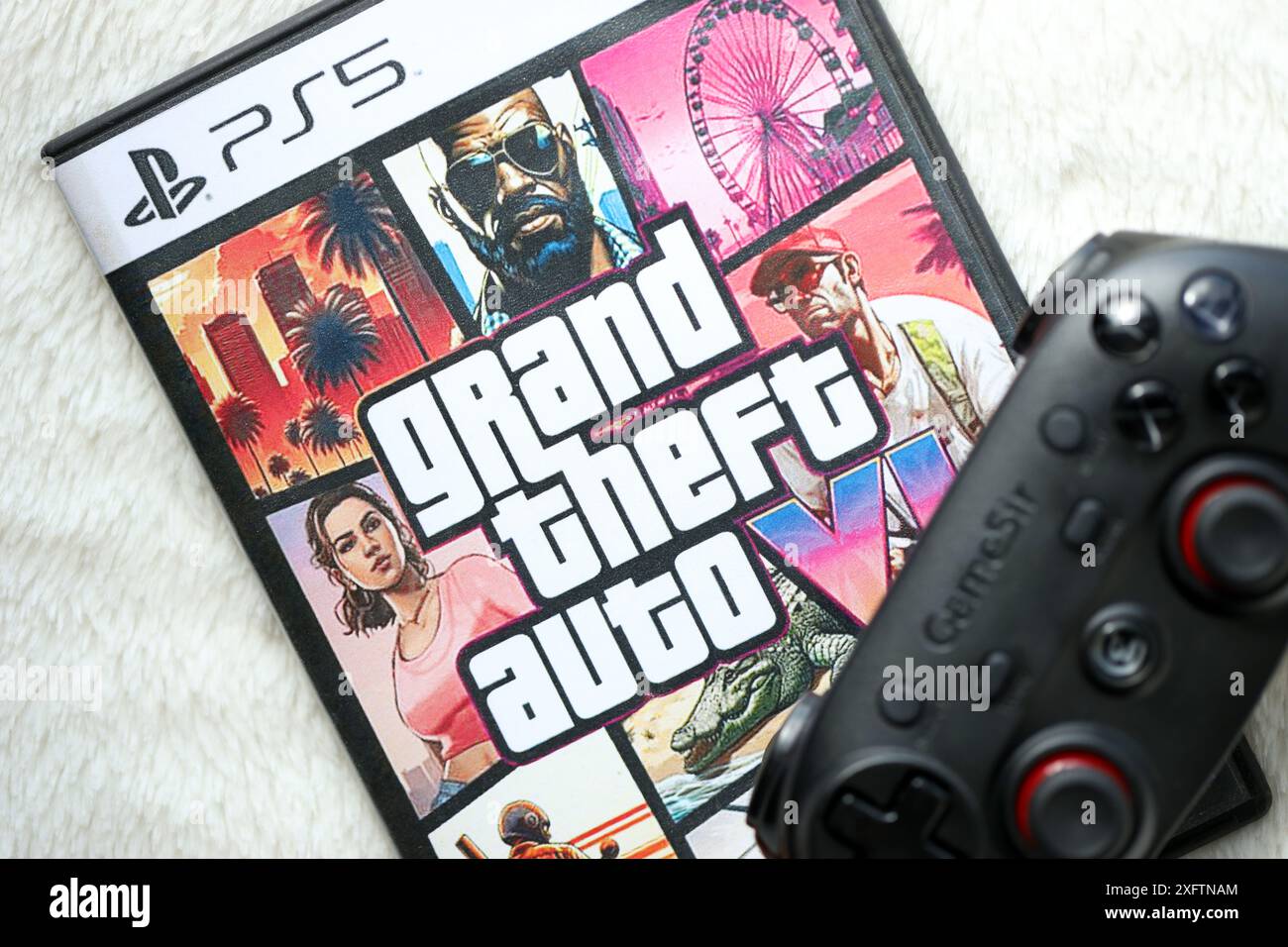 KYIV, UKRAINE - JUNE 26, 2024 Grand Theft Auto 6 PS5 video game disc ...