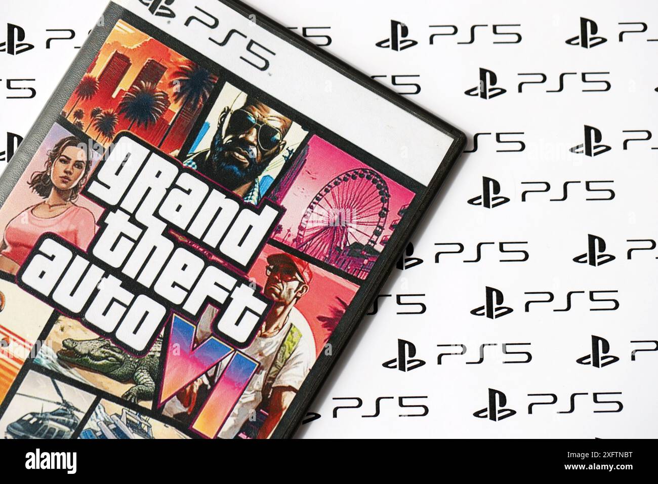 KYIV, UKRAINE - JUNE 26, 2024 Grand Theft Auto 6 PS5 video game disc ...