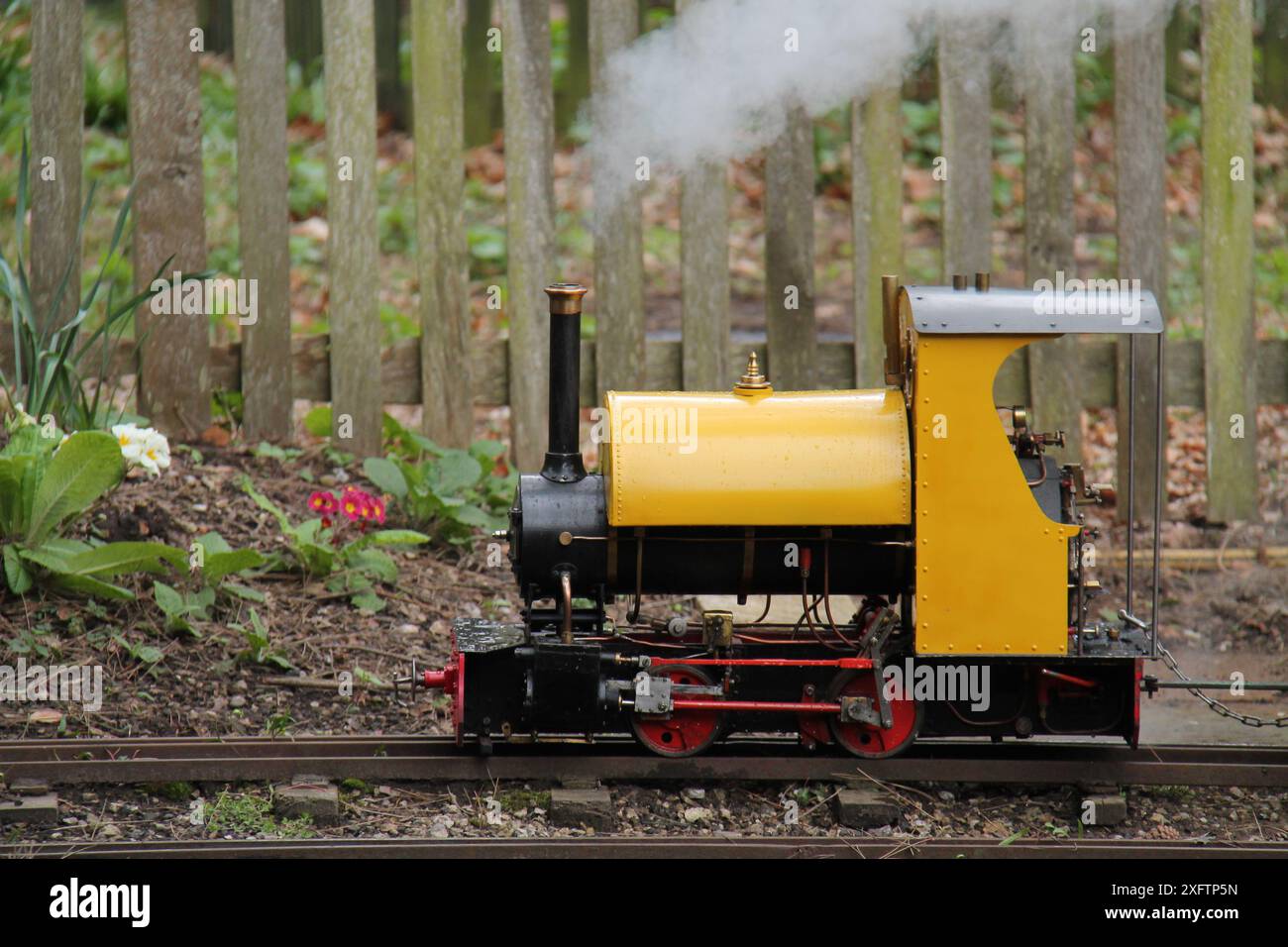 A Vintage Yellow Narrow Gauge Steam Railway Engine Stock Photo - Alamy