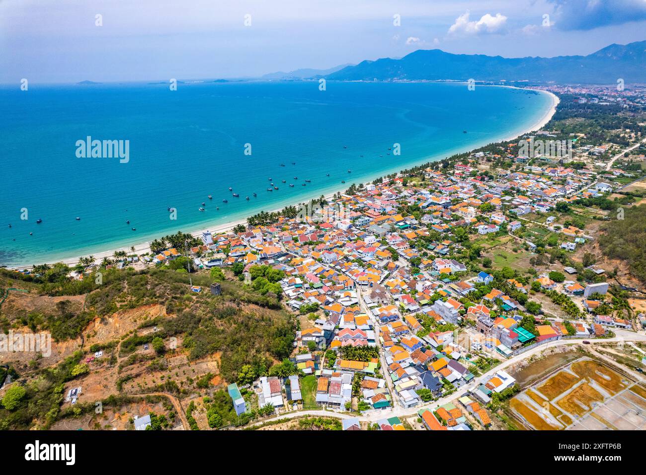 Aerial view of Hon Khoi Salt Fields, in Khanh Hoa, Vietnam Stock Photo ...