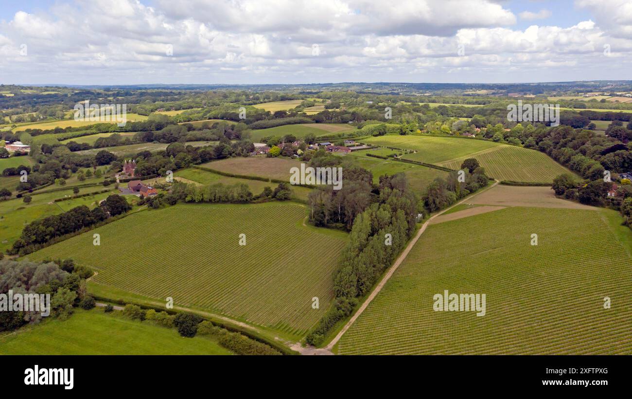Aerial view looking out over the Rother Valley, taken 60M from Bodium ...