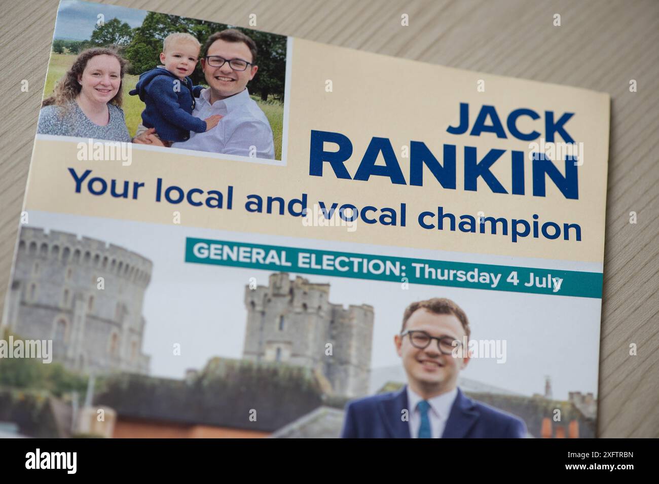 Windsor, UK. 5th July, 2024. A flyer for Conservative Candidate Jack ...