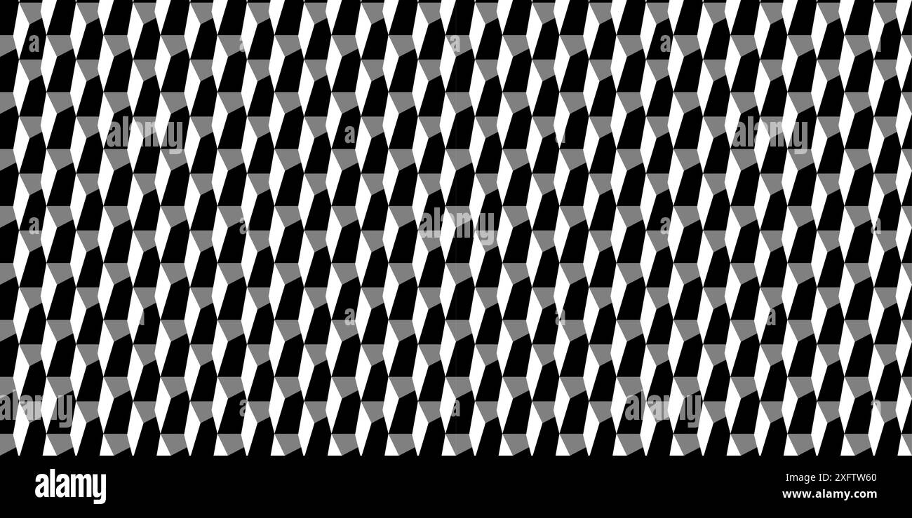 Vector seamless geometric structure pattern. Black and white relief 3d ...