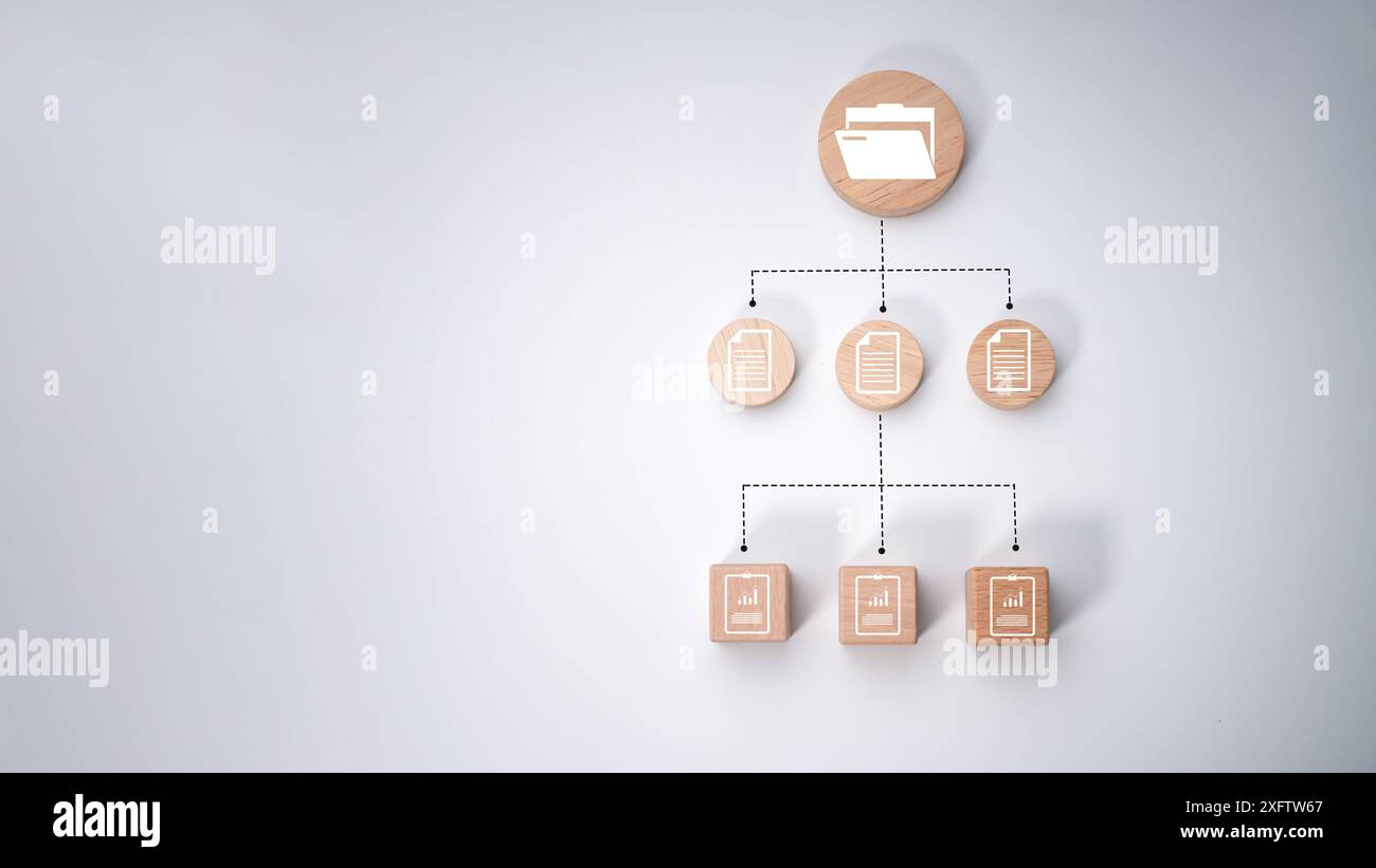 Document icon which print screen on wooden cube block for prepare check ...