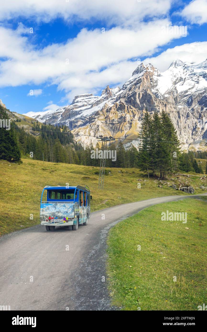 Kandersteg, Switzerland - October 17, 2019: Oeschinensee electric car ...