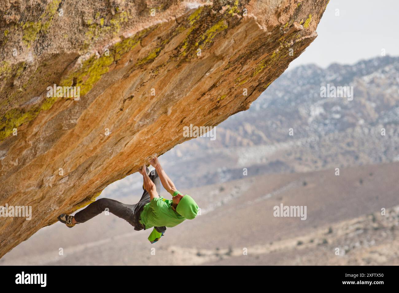 Man climbing boulder,Â Buttermilks, California, USA Stock Photo - Alamy
