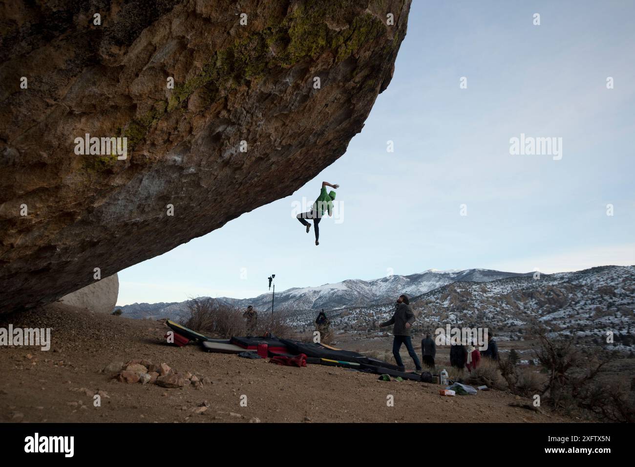 Climber falling off boulder,Â Buttermilks, California, USA Stock Photo ...