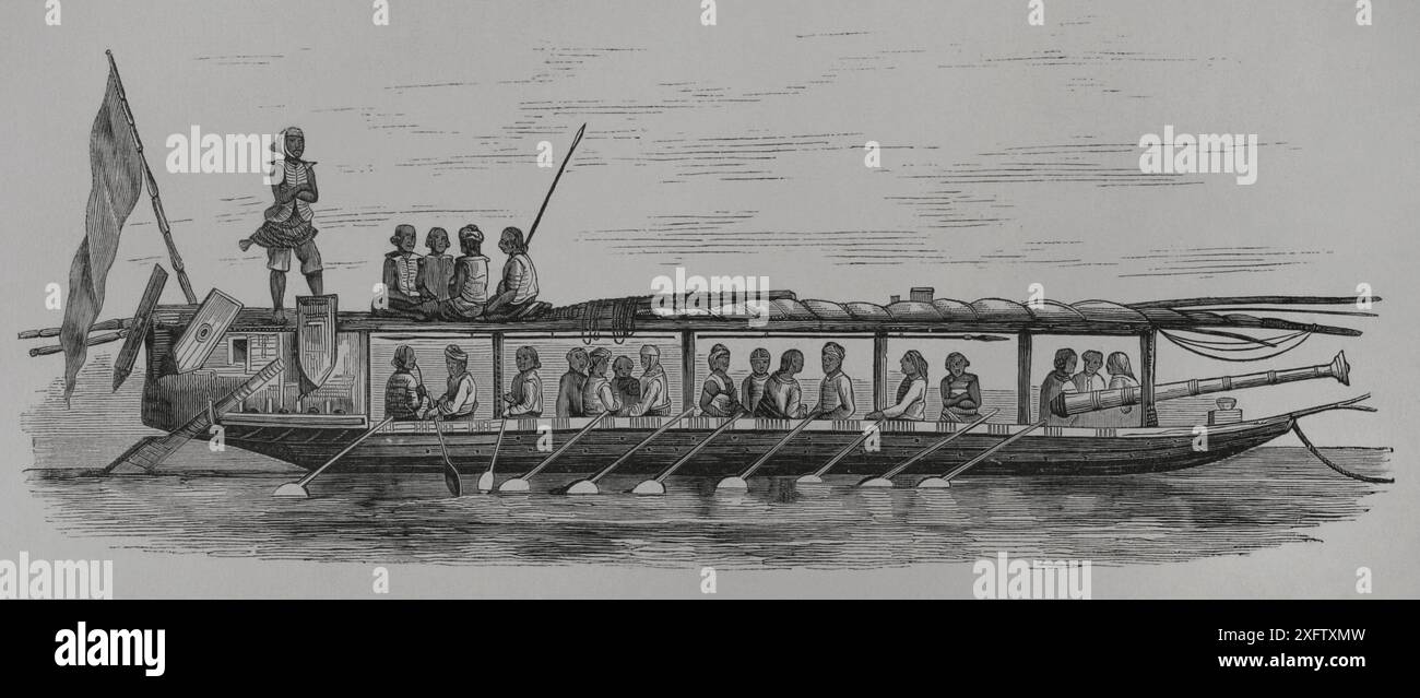 Illanoan Pirates from Tampassook, Borneo. Engraving after the original ...