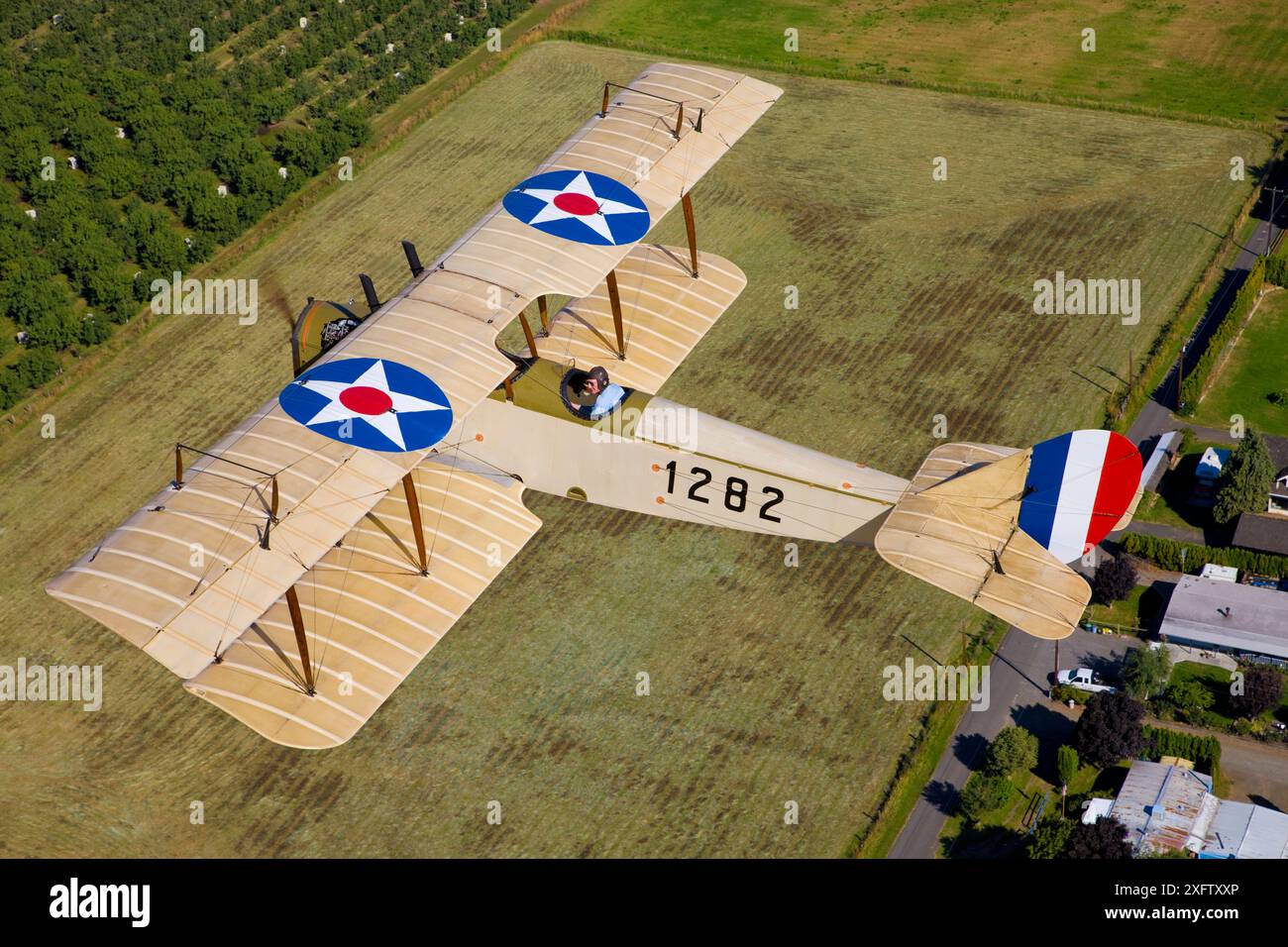Curtiss Jenny flying over Hood River Valley, Oregon Stock Photo - Alamy