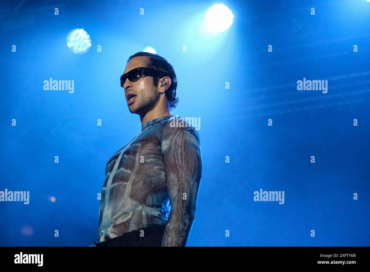 Termoli, Italy. 03rd July, 2024. Italian singer Mahmood performs in ...