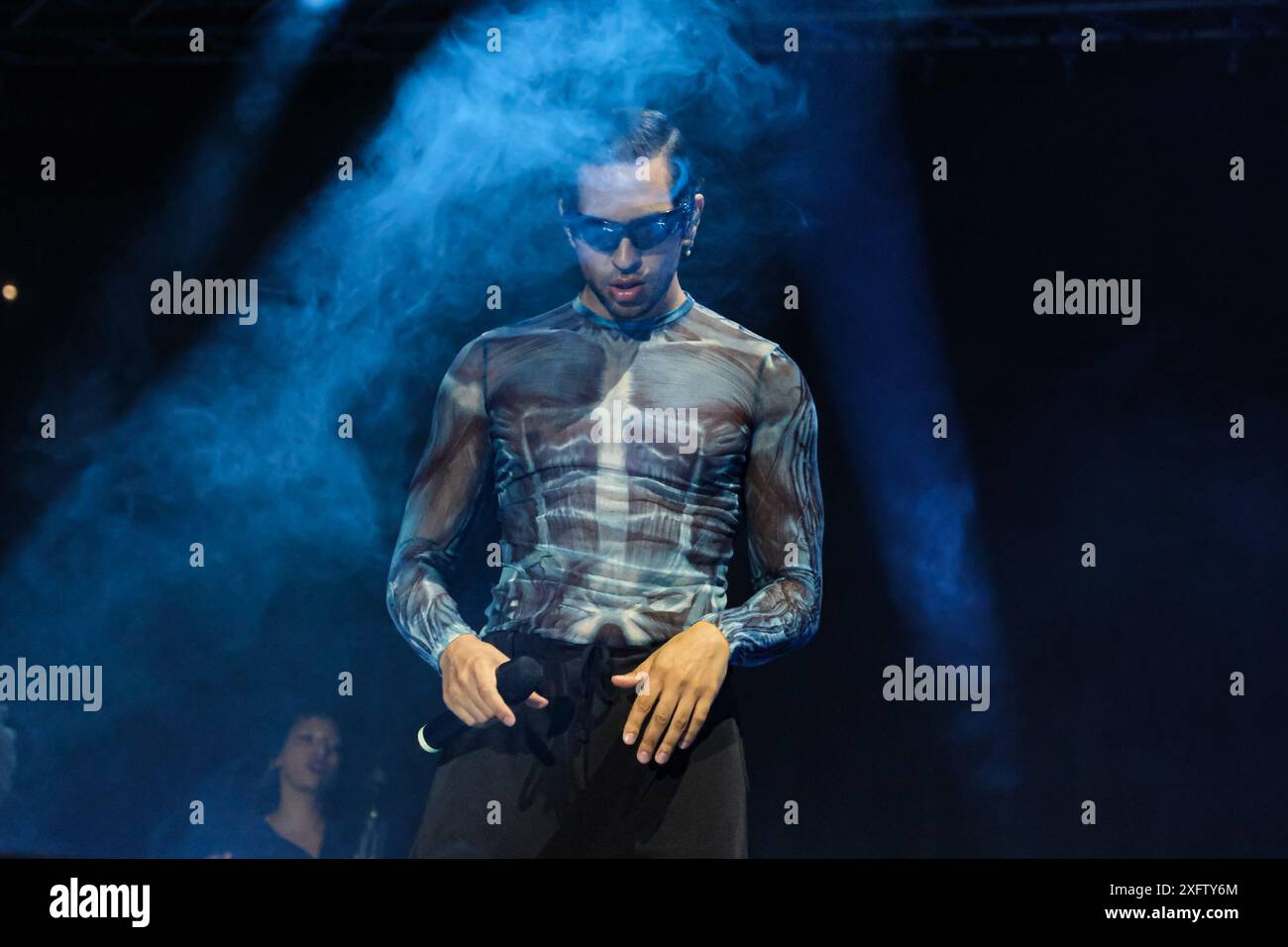 Termoli, Italy. 03rd July, 2024. Italian singer Mahmood performs in ...