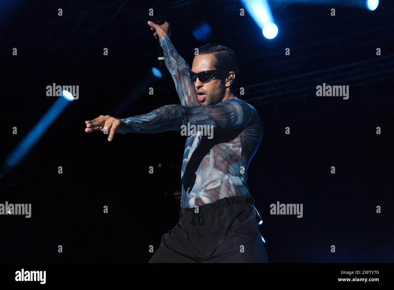 Termoli, Italy. 03rd July, 2024. Italian singer Mahmood performs in ...