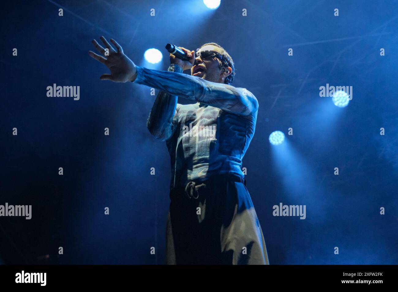 Italian singer Mahmood performs in concert with his “Tour 2024” during ...