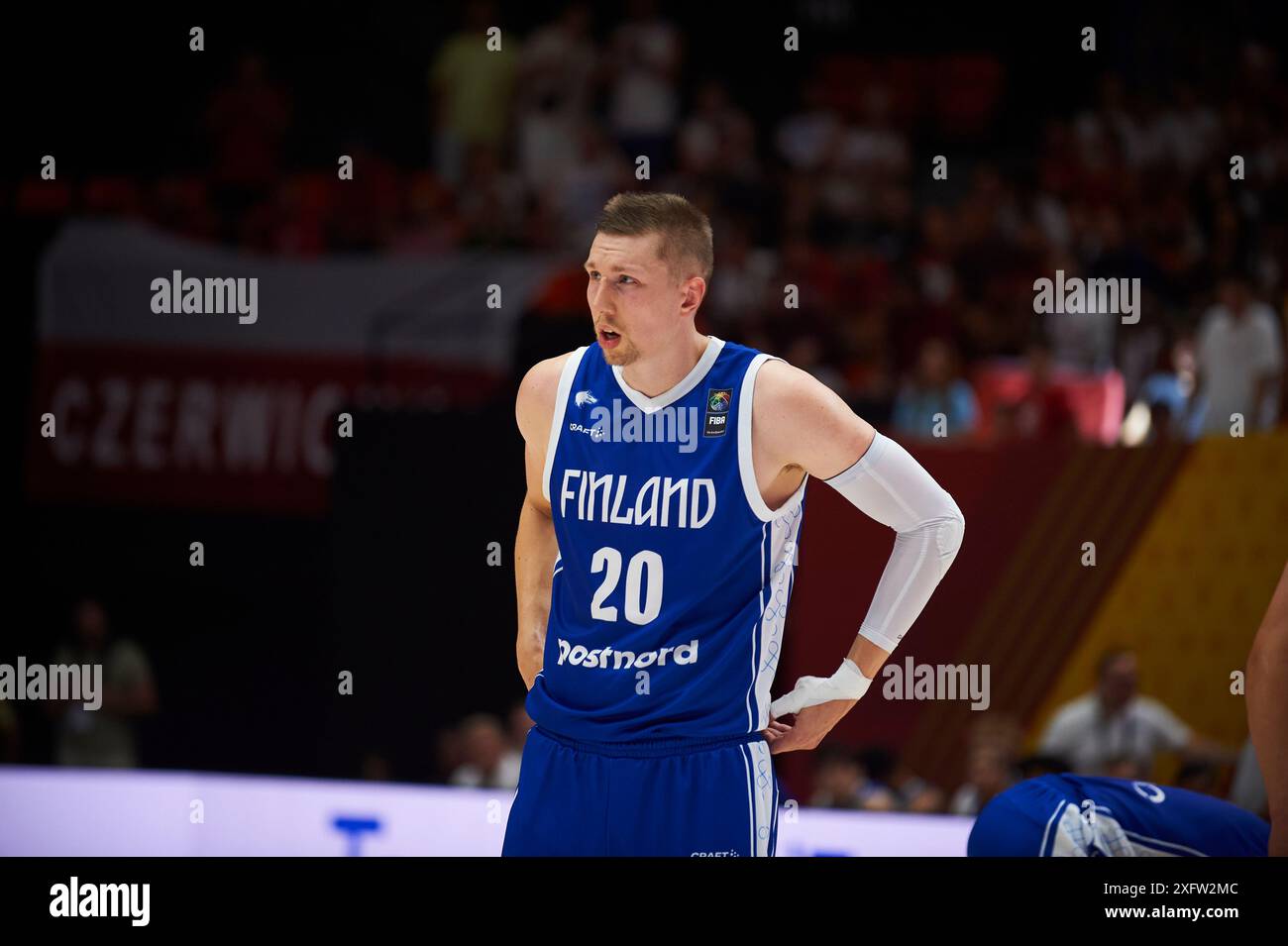 Alexander Madsen from Finland team seen in action during the game ...