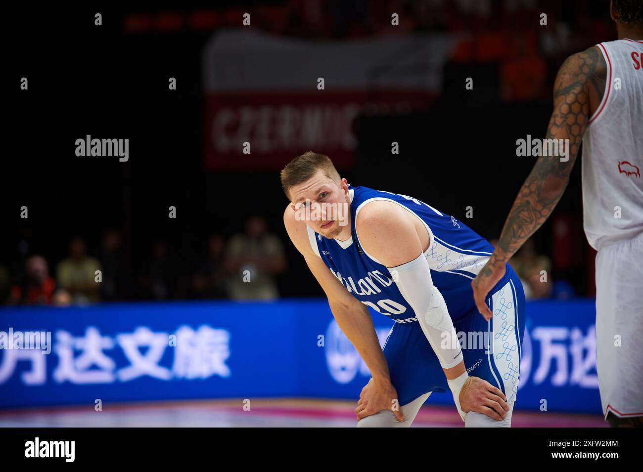 Alexander Madsen from Finland team seen in action during the game ...