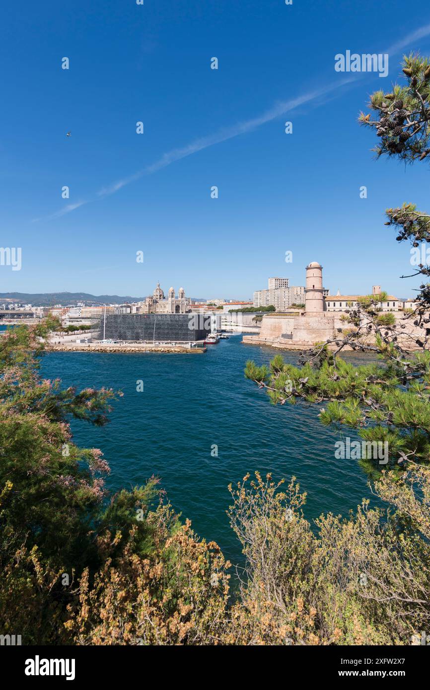 The MUCEM museum and Tour du fanal, tower built in 1644 to guide ships ...