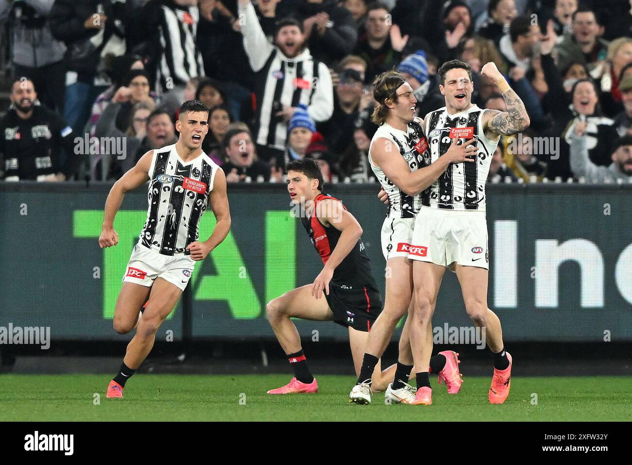 Melbourne, Australia. 05th July, 2024. Jack Crisp of Collingwood (right ...