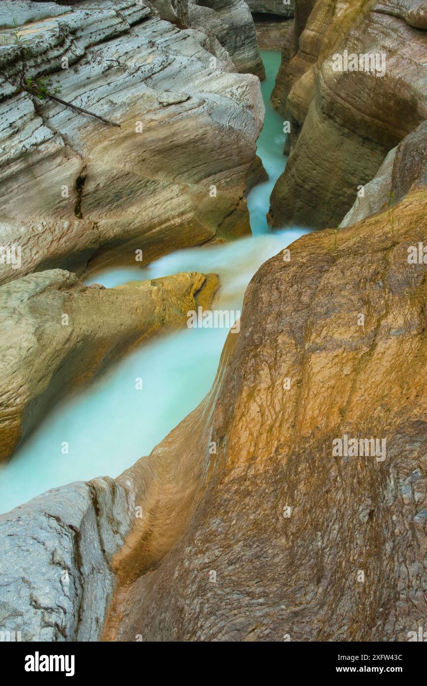 The waters of River Orta carve their way through the limestone rock in ...