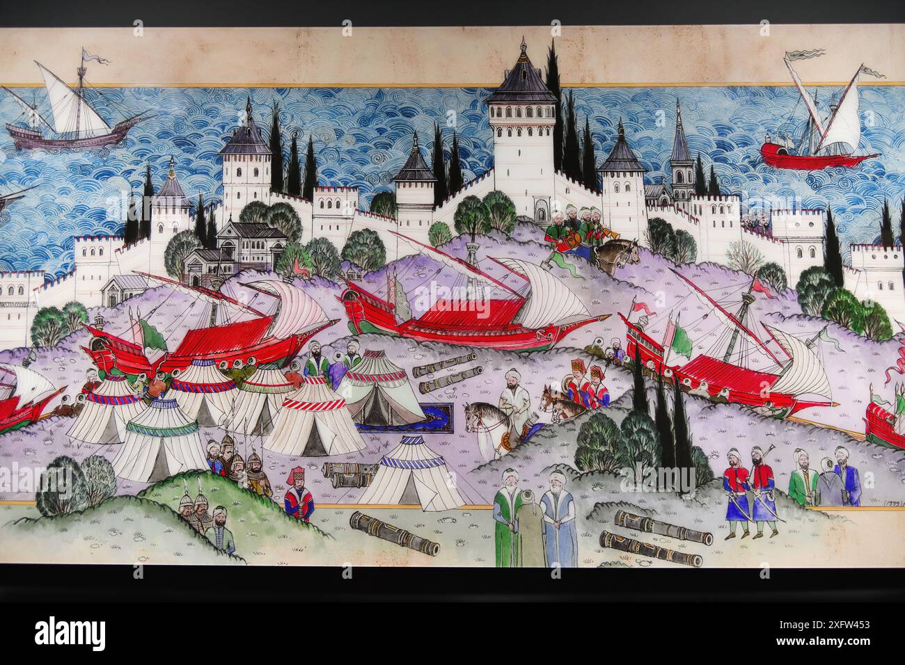 Istanbul, Turkey - December 12, 2023: Medieval painting depict the ...