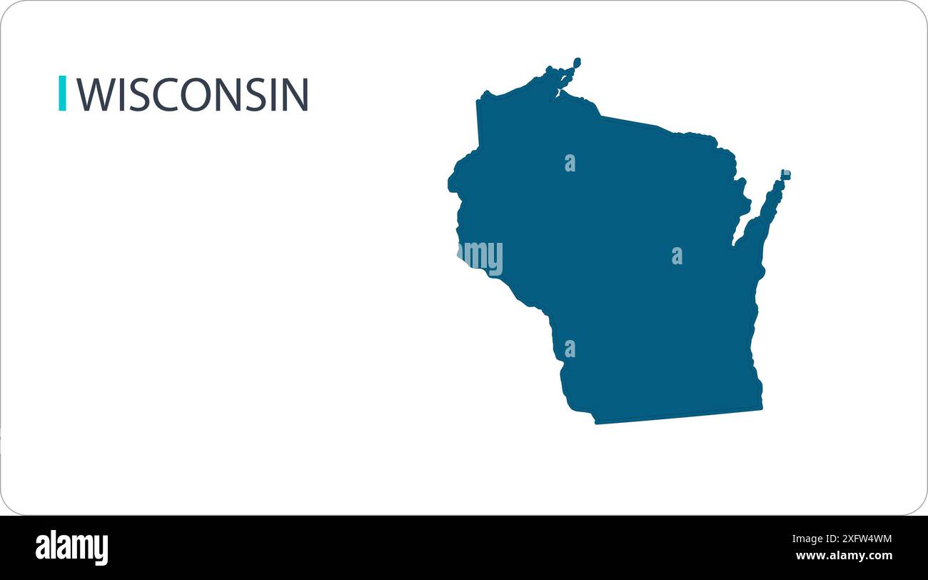 Map of WISCONSIN1, North American, isolated map, showing its states and ...