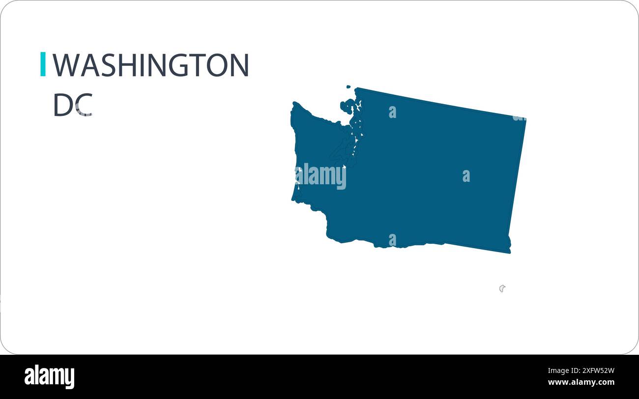 Map of WASHINGTON DC1, North American, isolated map, showing its states ...